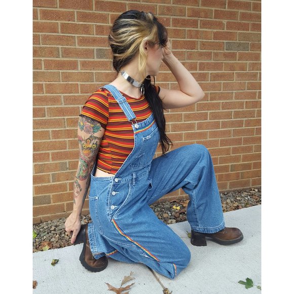 Revolt Jeans | Jeans | Revolt 9s Vintage Denim Overalls Rainbow Detail ...